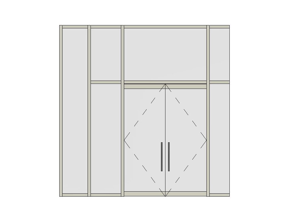 Curtain Wall Double Glass Door Top Bottom Rail Revit Family | BIM Library