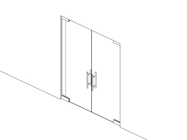 Glass Door Frameless Double w Patch Rail Revit Family | BIM Library